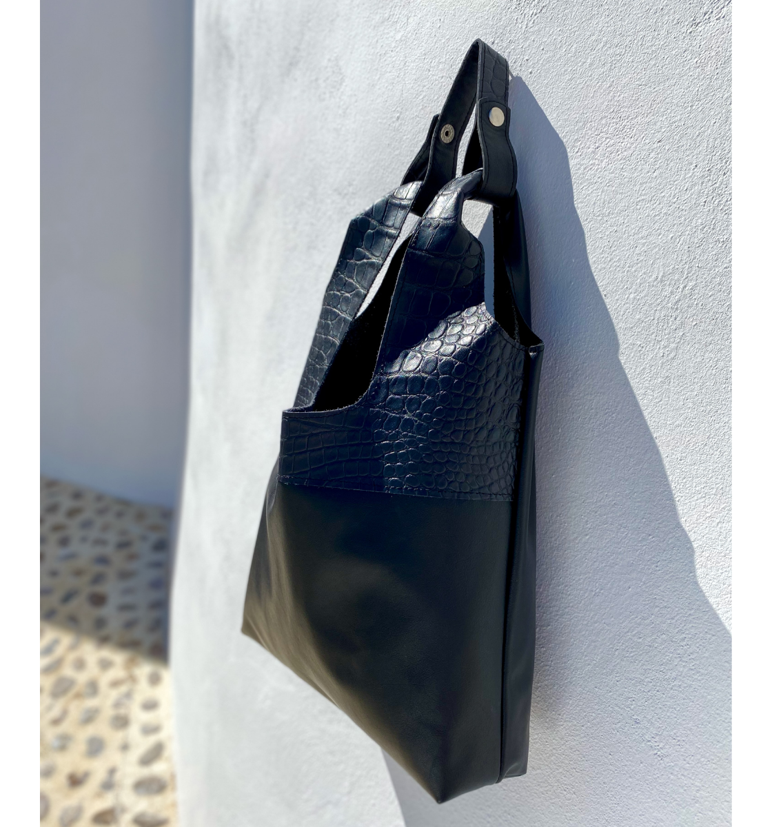 No Waste Shopper - Black Croco – VanVeer